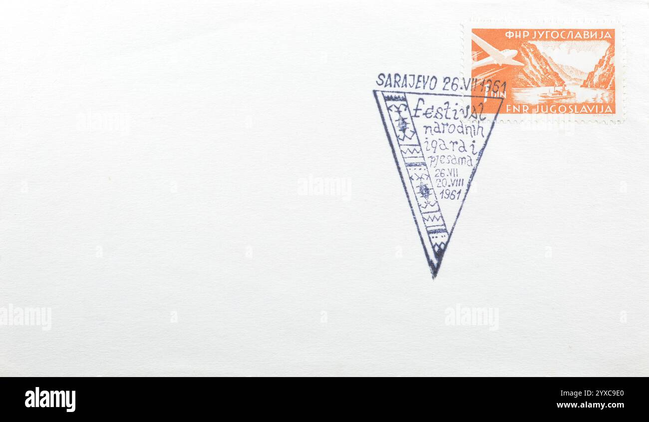 Letter with cancelled stamp printed by Yugoslavia, that shows Danube ...