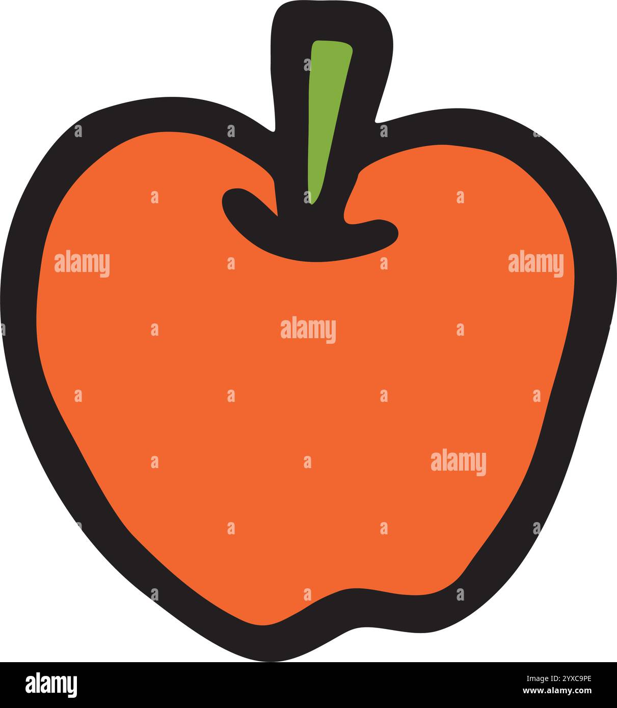 Apple doodle icon hand drawn with black line in freehand style and ...