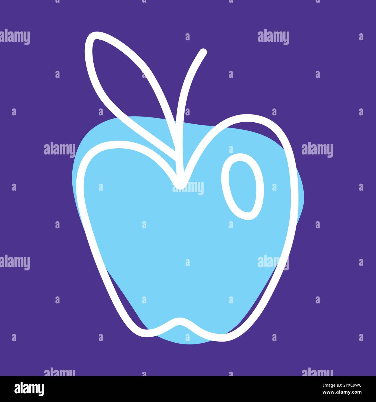 Apple doodle icon hand drawn with thin line and colorful blob Stock ...