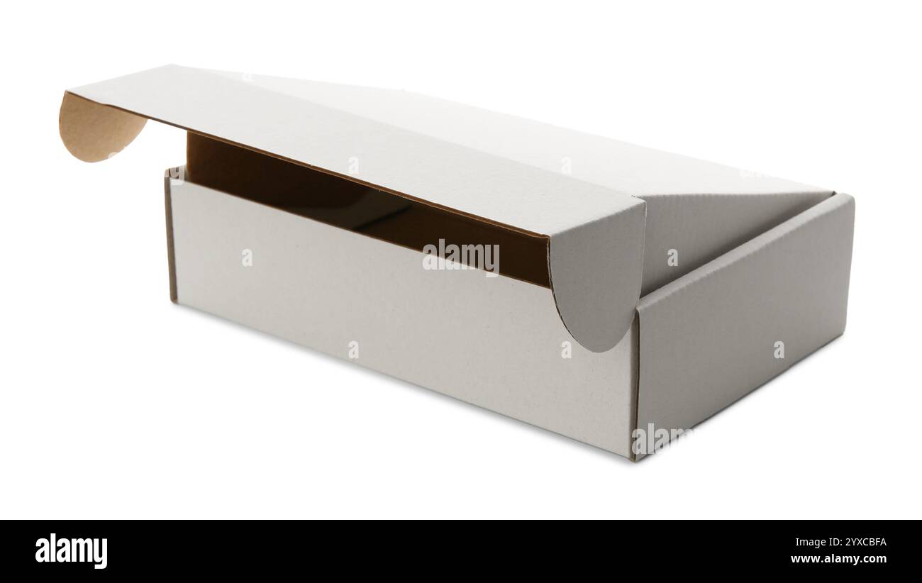 One empty cardboard box isolated on white. Mockup for design Stock ...