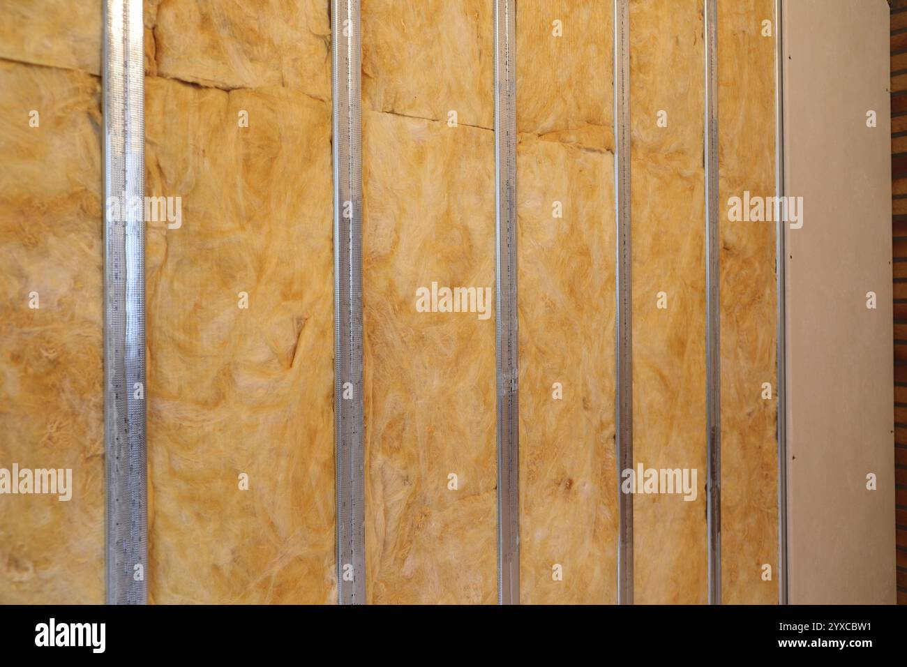 a new drywall with insulation and metal studs Stock Photo - Alamy