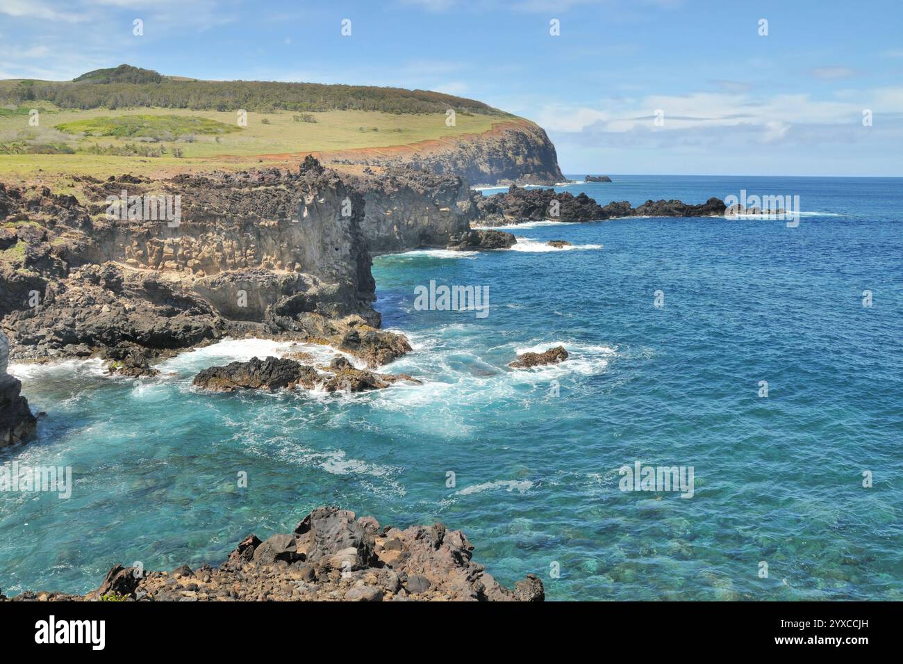 Ana Kai Tangata sea cave in Easter Island or Rapanui with wall ...