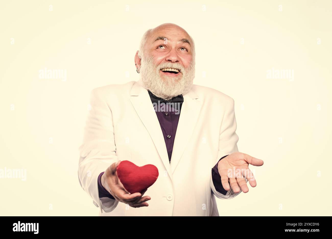 Health care. Healthy life. Cheerful man with valentines heart ...