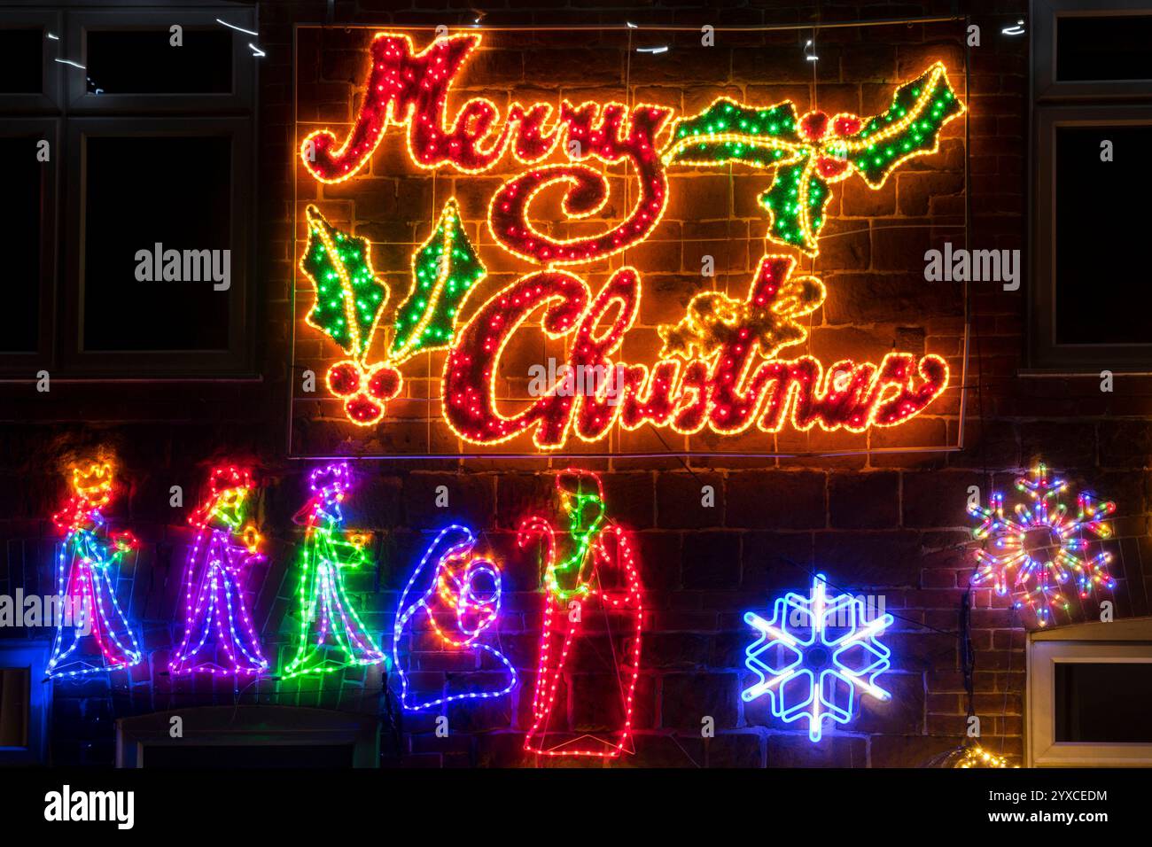 December 2024. Christmas lights in Snettisham, Norfolk Stock Photo - Alamy