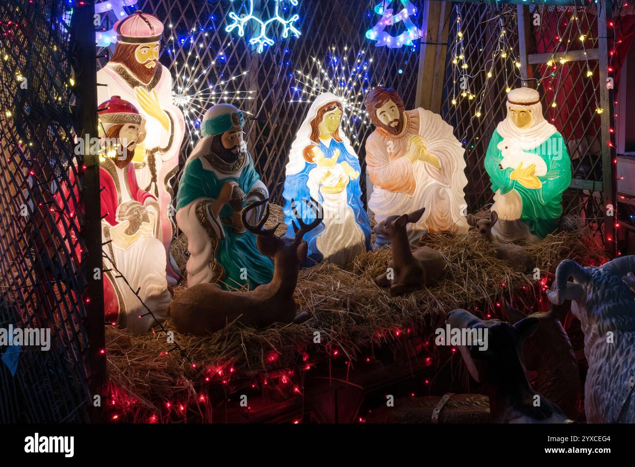 December 2024. Christmas lights in Snettisham, Norfolk Stock Photo - Alamy