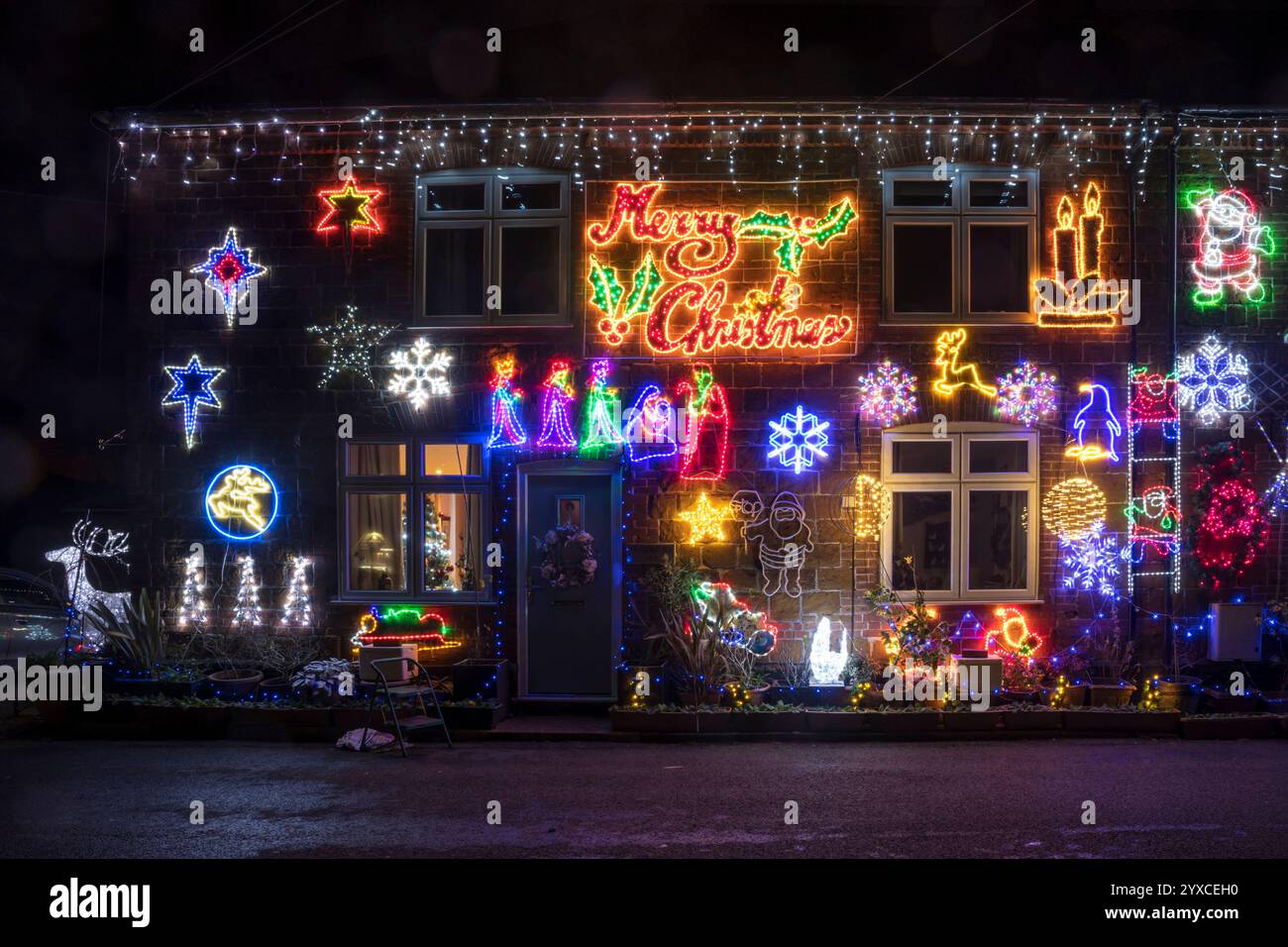 December 2024. Christmas lights in Snettisham, Norfolk Stock Photo - Alamy