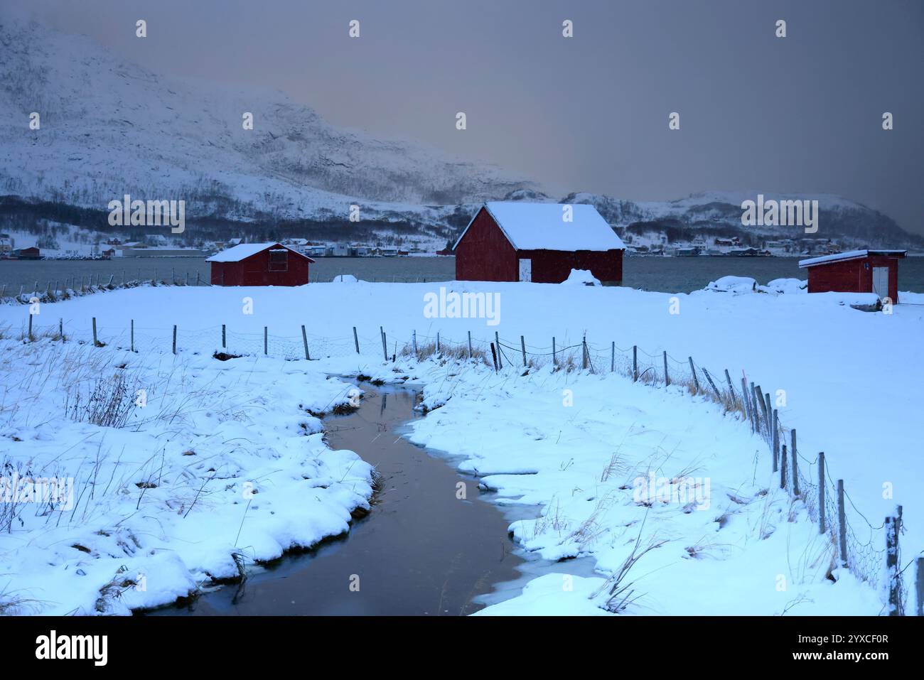 Winter landscape in Tromvik, Norway Stock Photo - Alamy