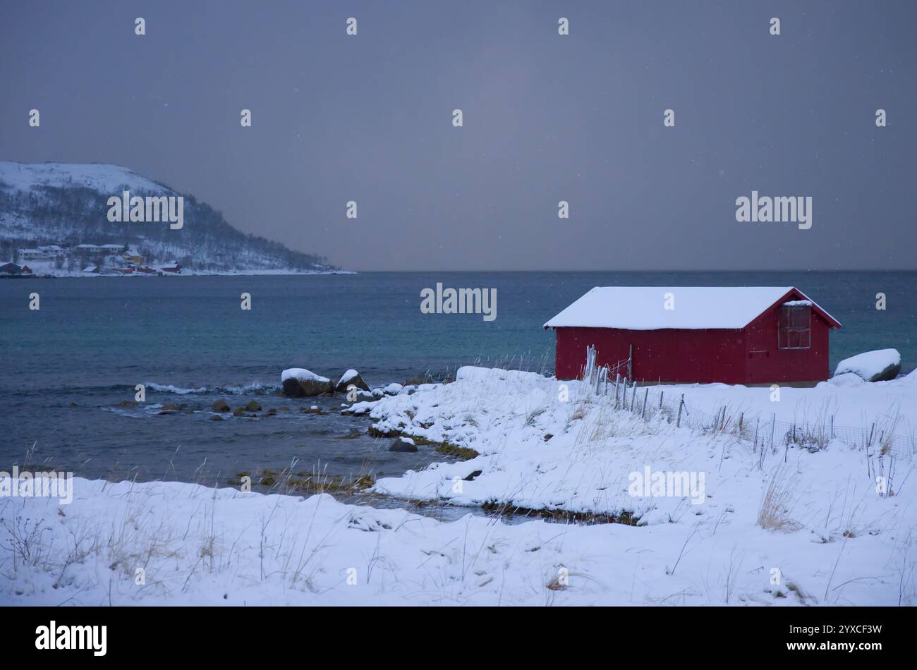 Winter landscape in Tromvik, Norway Stock Photo - Alamy