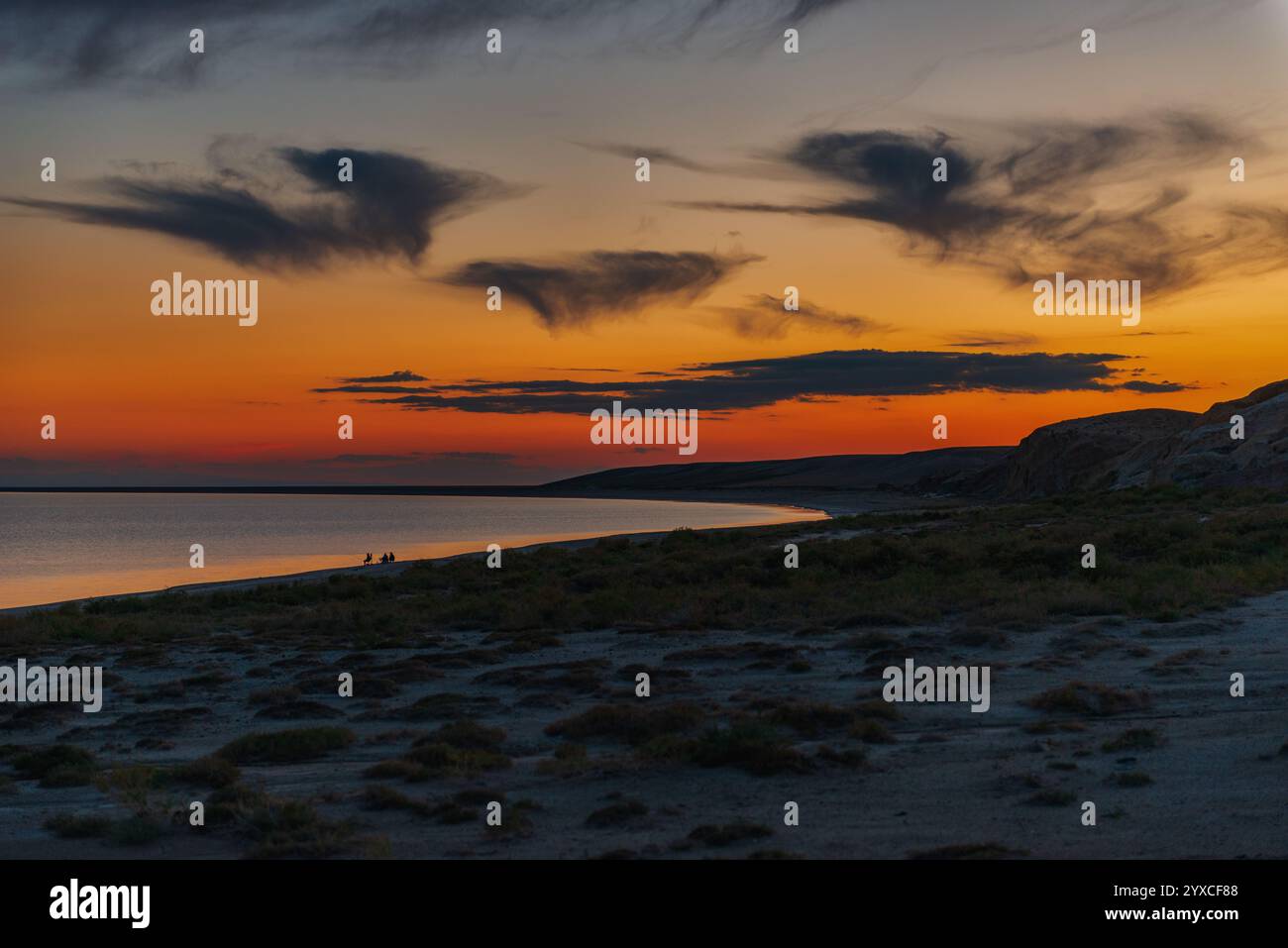 Late sunset landscape over the lake Stock Photo - Alamy