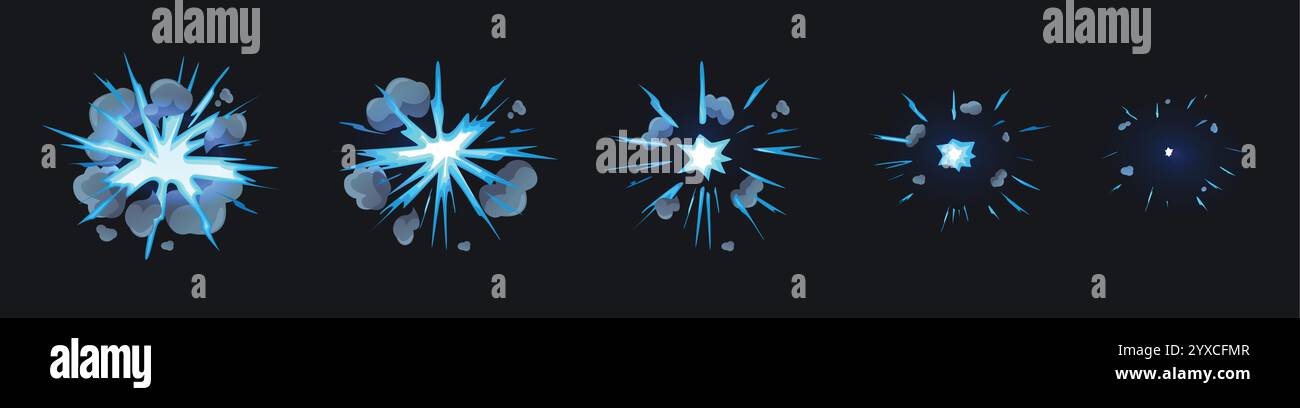 Cartoon energy explosion animation. Glowing burst effect sequence with ...