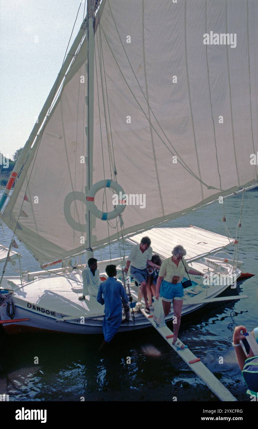 Felucca, boat harbour, Aswan, Nile Valley, Egypt, September 1989 Stock ...