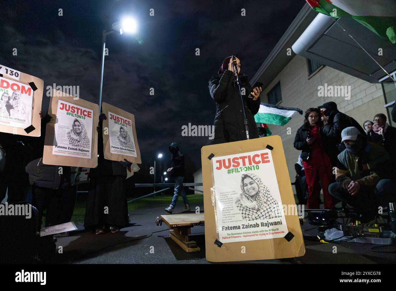 Protest outside Bronzefield Prison including a performance by rapper ...