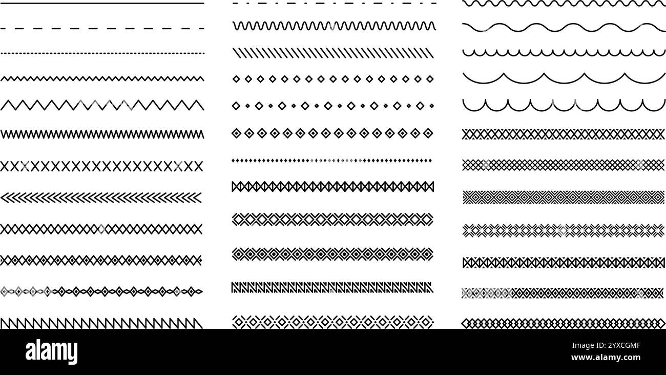 Simple geometric line borders. Minimal decorative dividers and border ...