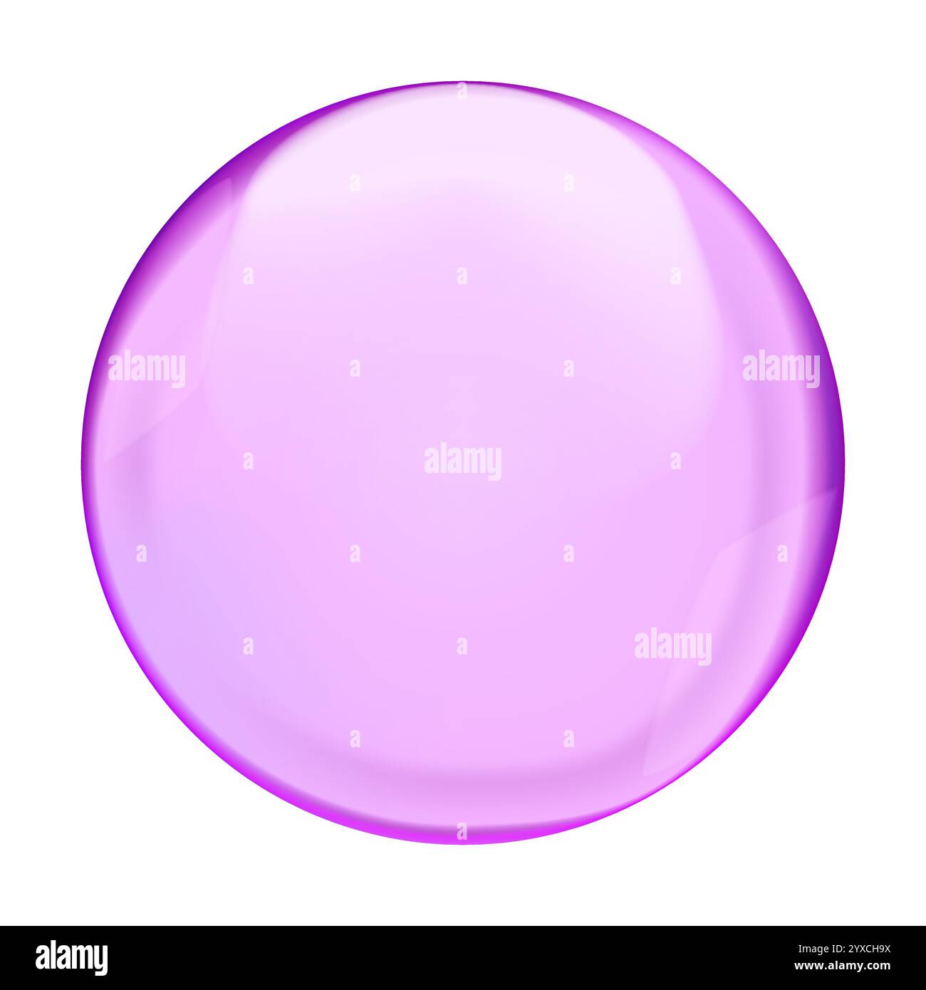 Hot pink transparent bubble or round drop isolated on white background ...