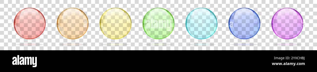 Collection of rainbow colored transparent round bubbles Stock Vector ...