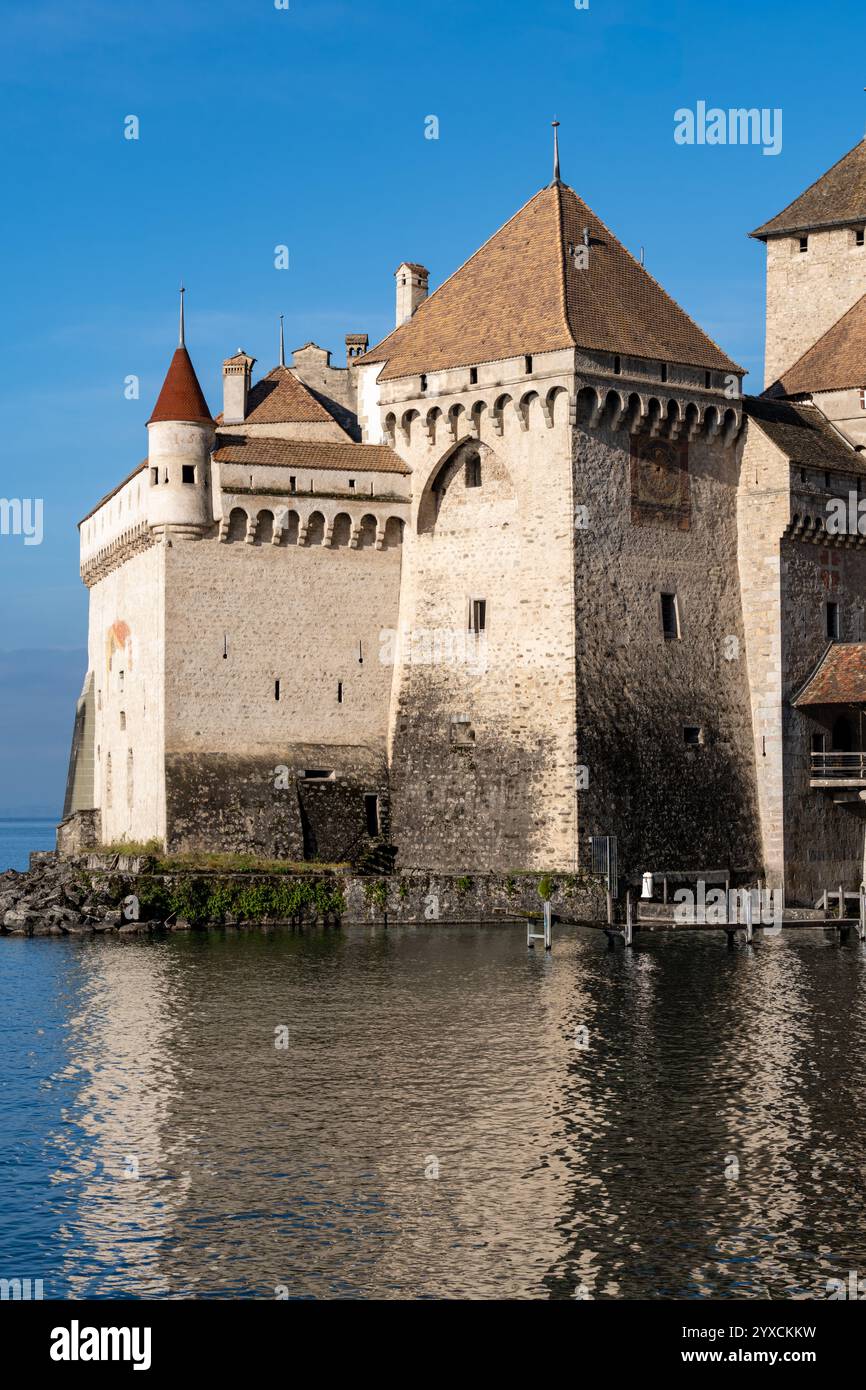 Chillon Castle or Chateau de Chillon is an island castle located on ...