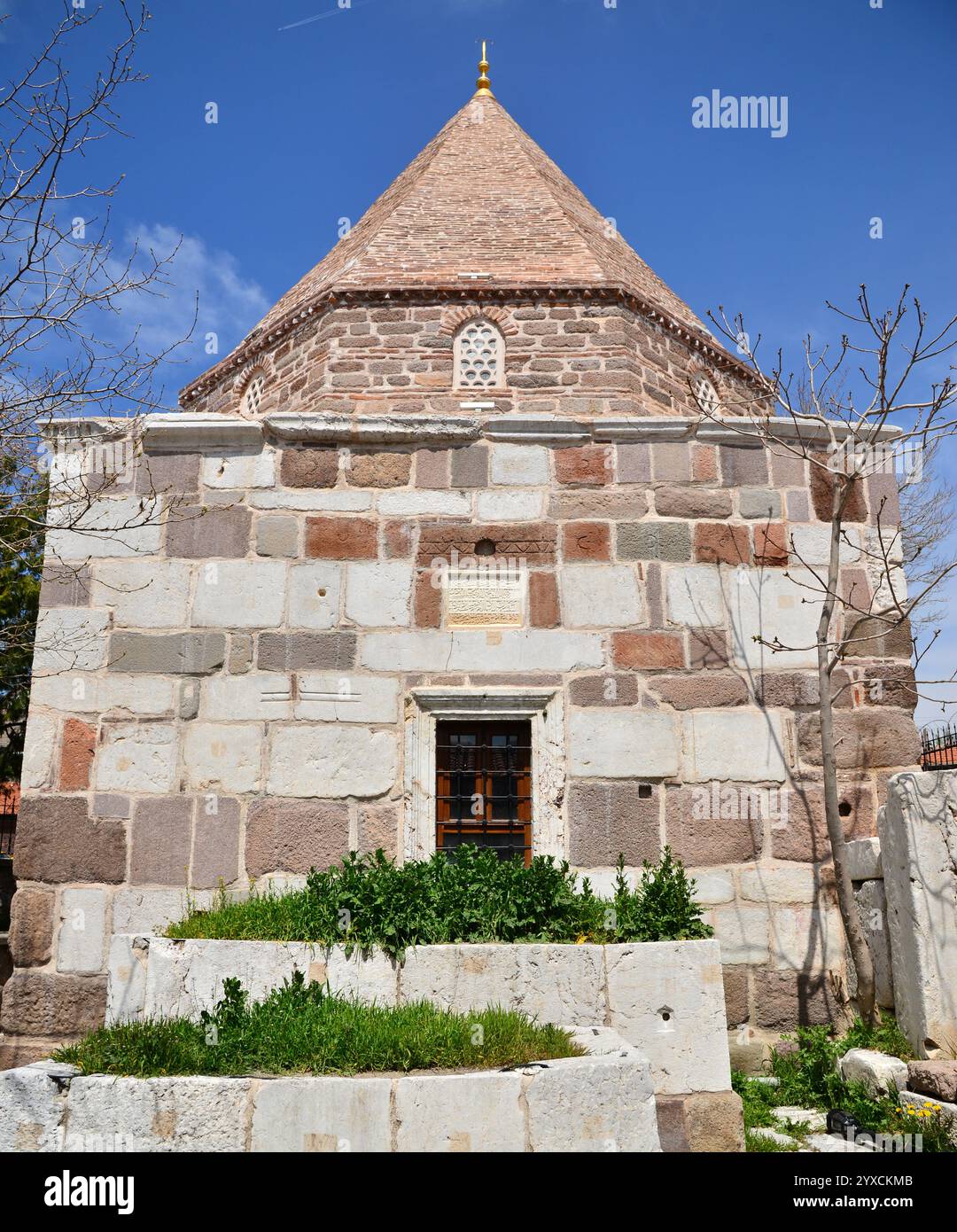 Arslanhane Mosque in Ankara, Turkey, and the tomb next to it are 13th ...