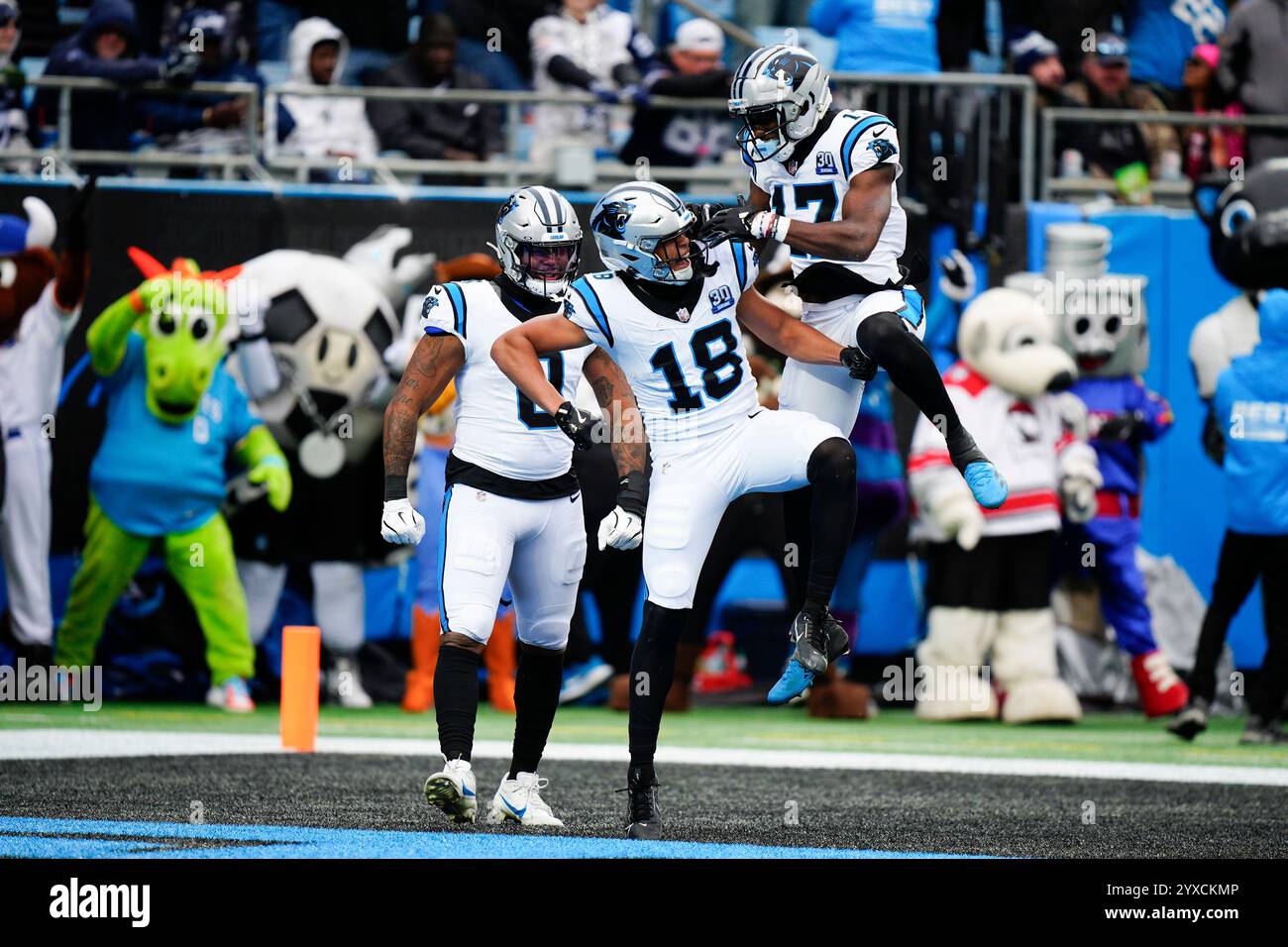 Carolina Panthers wide receiver Jalen Coker (18) celebrates after ...