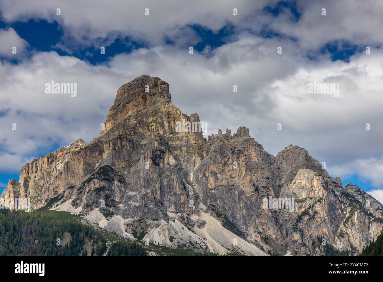 Dolomites sunny weather in summer mountains. Green valley and beautiful ...