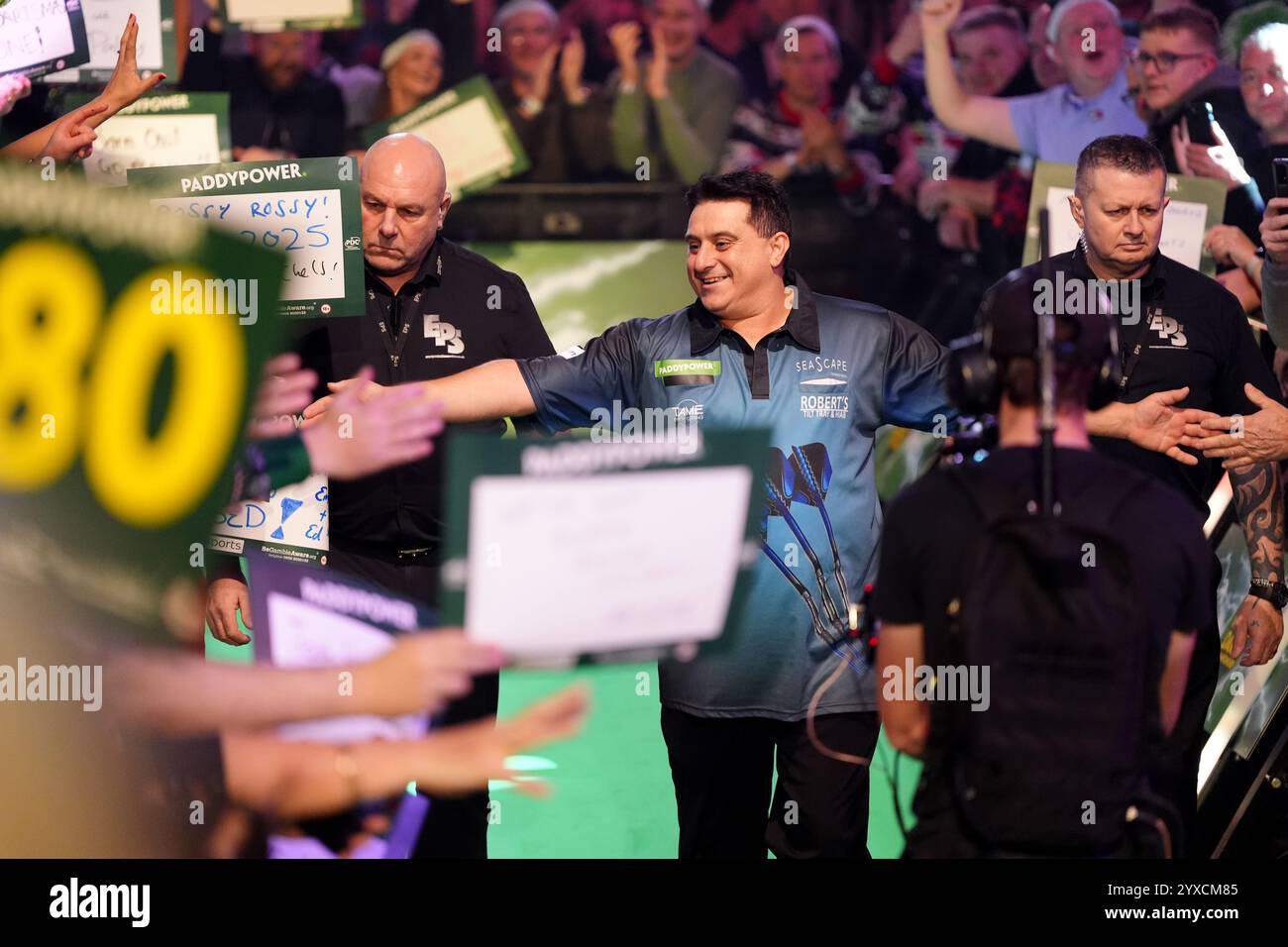 Joe Comito walks out ahead of his first round match against Thibault ...