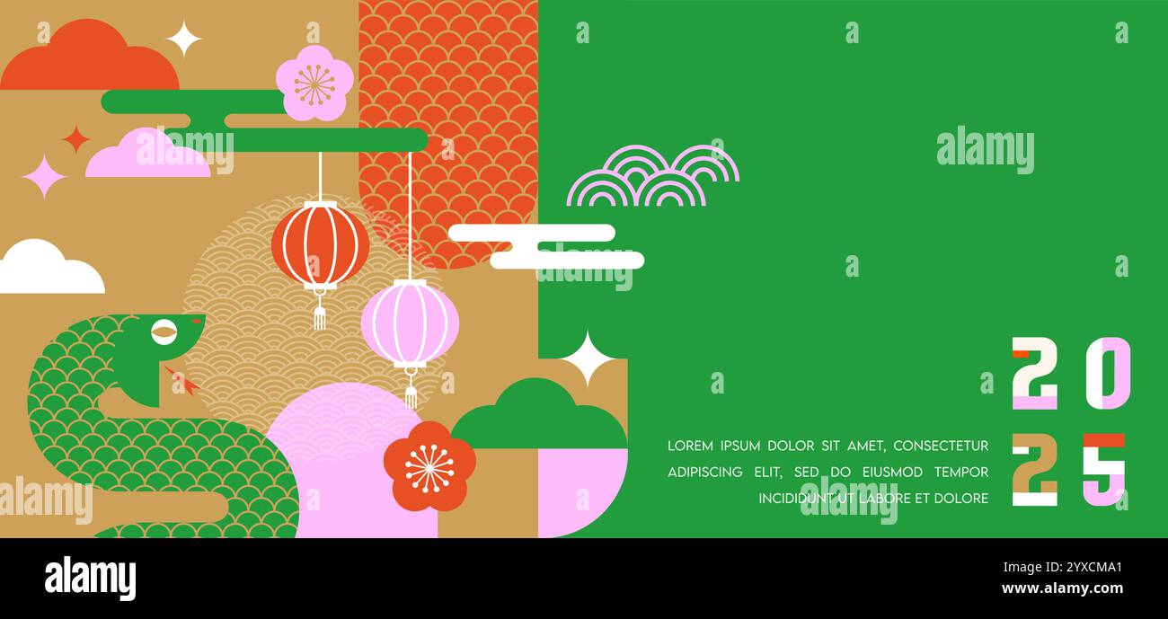 Chinese new year 2025 year of the Snake. Red Snake illustrations ...