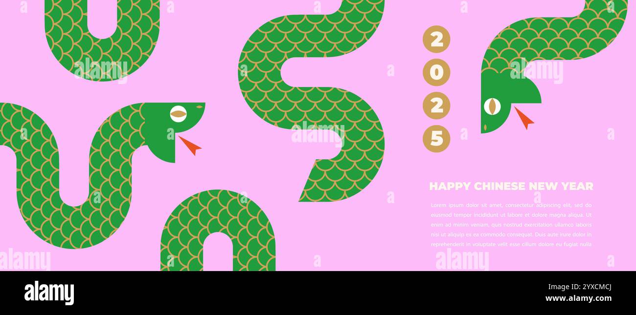 Chinese new year 2025 year of the Snake. Red Snake illustrations ...