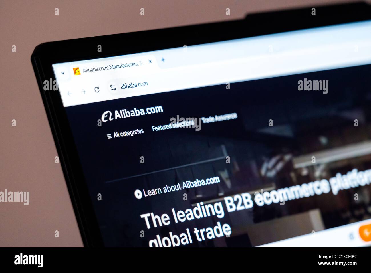 New York, USA - December 15, 2024: Alibaba website homepage displayed ...