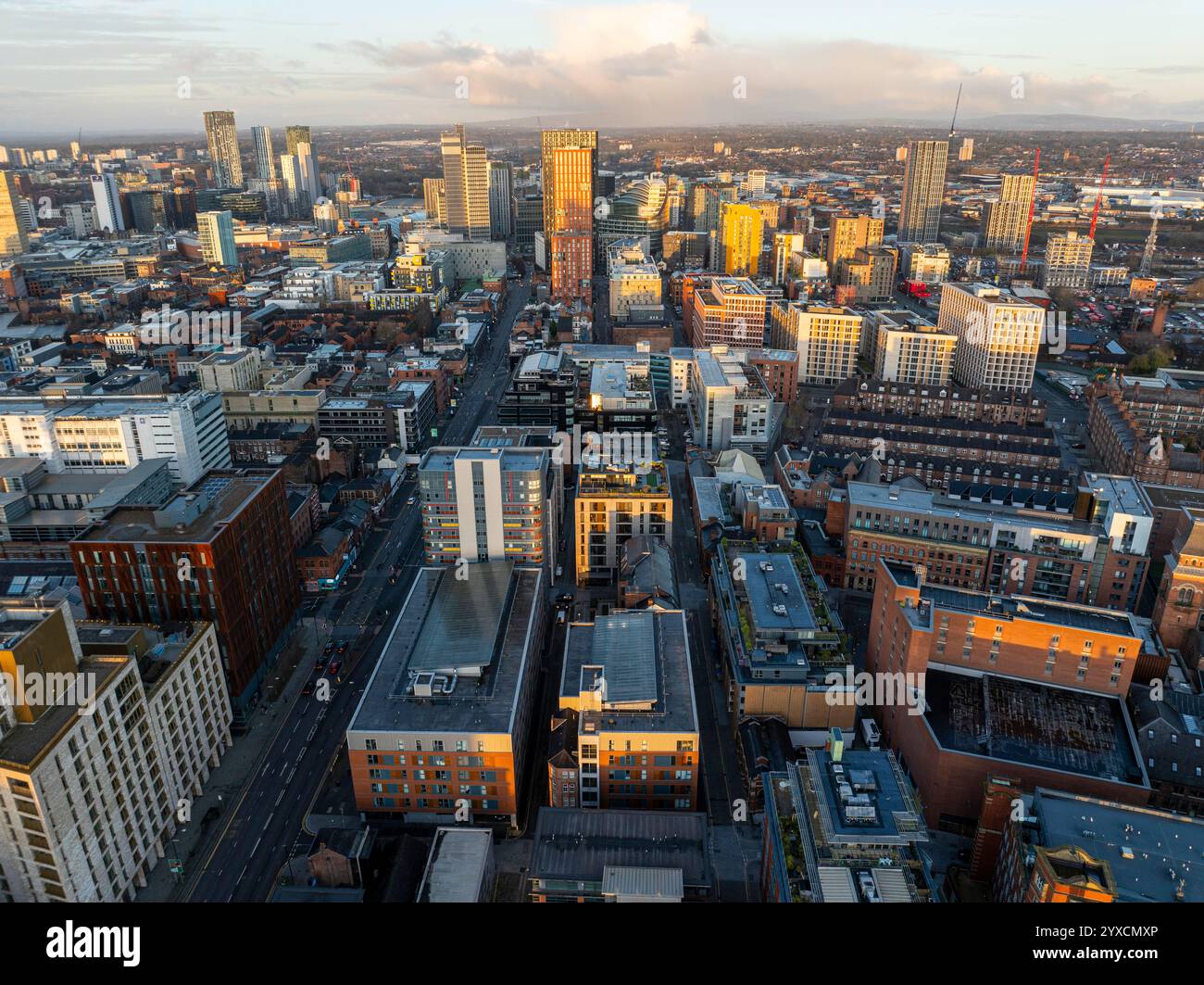 Aerial view of Great Ancoats St and Manchester cityscape Stock Photo ...
