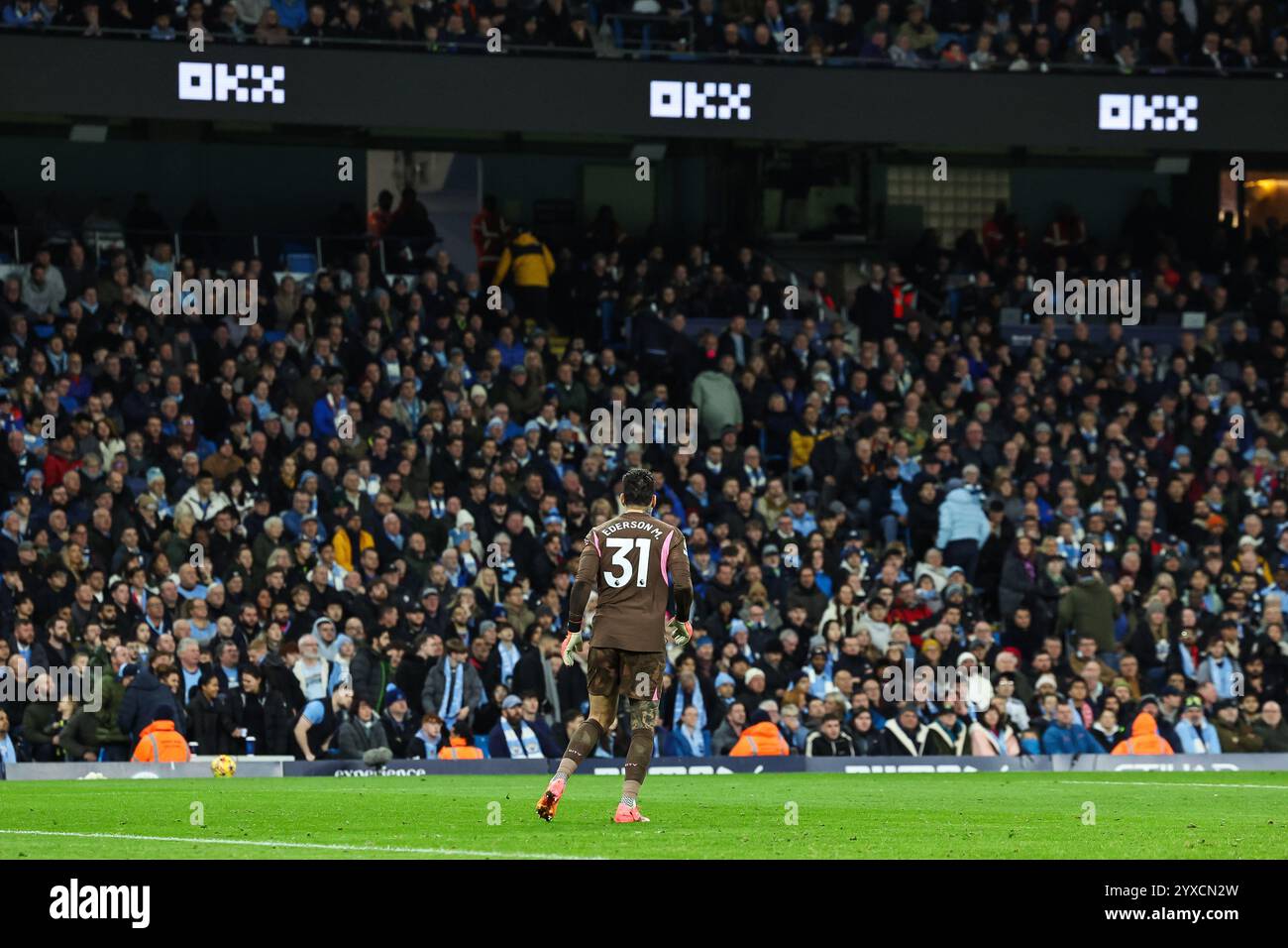 OKX branding on high level LED boards during the Premier League match ...
