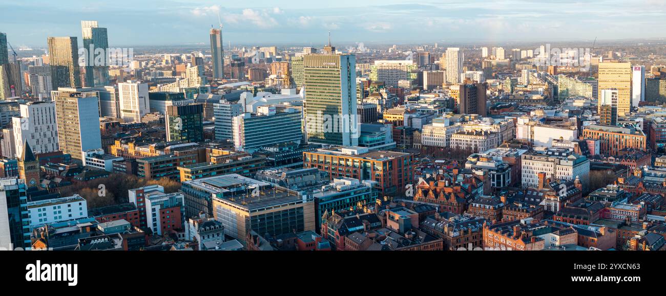 Panoramic aerial image of Manchester downtown city skyline Stock Photo ...