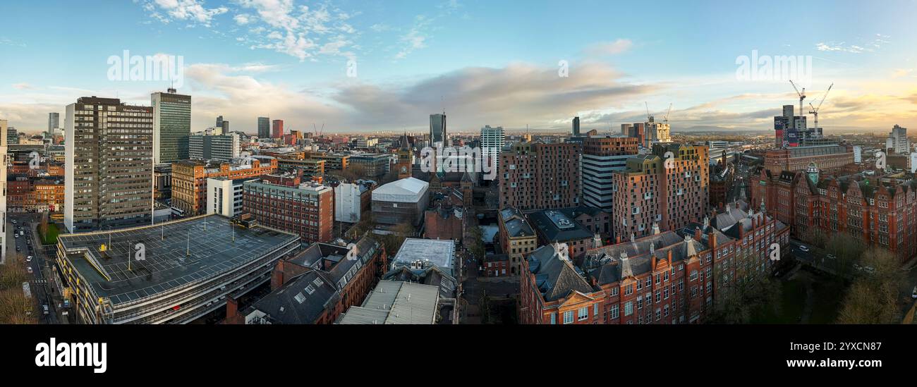 Panoramic aerial image of Manchester downtown city skyline Stock Photo ...