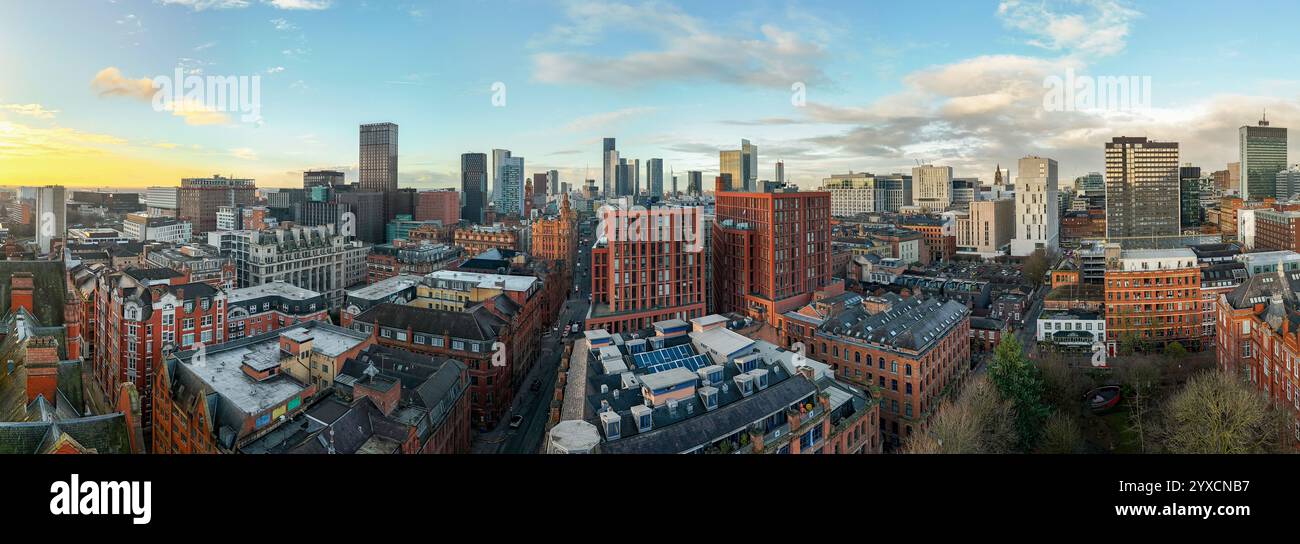 Panoramic aerial image of Manchester downtown city skyline Stock Photo ...