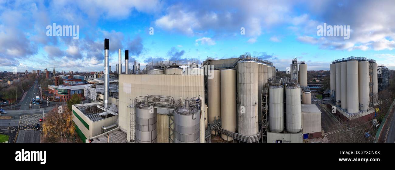 Aerial image of Heineken brewery factory showing large cylindrical ...