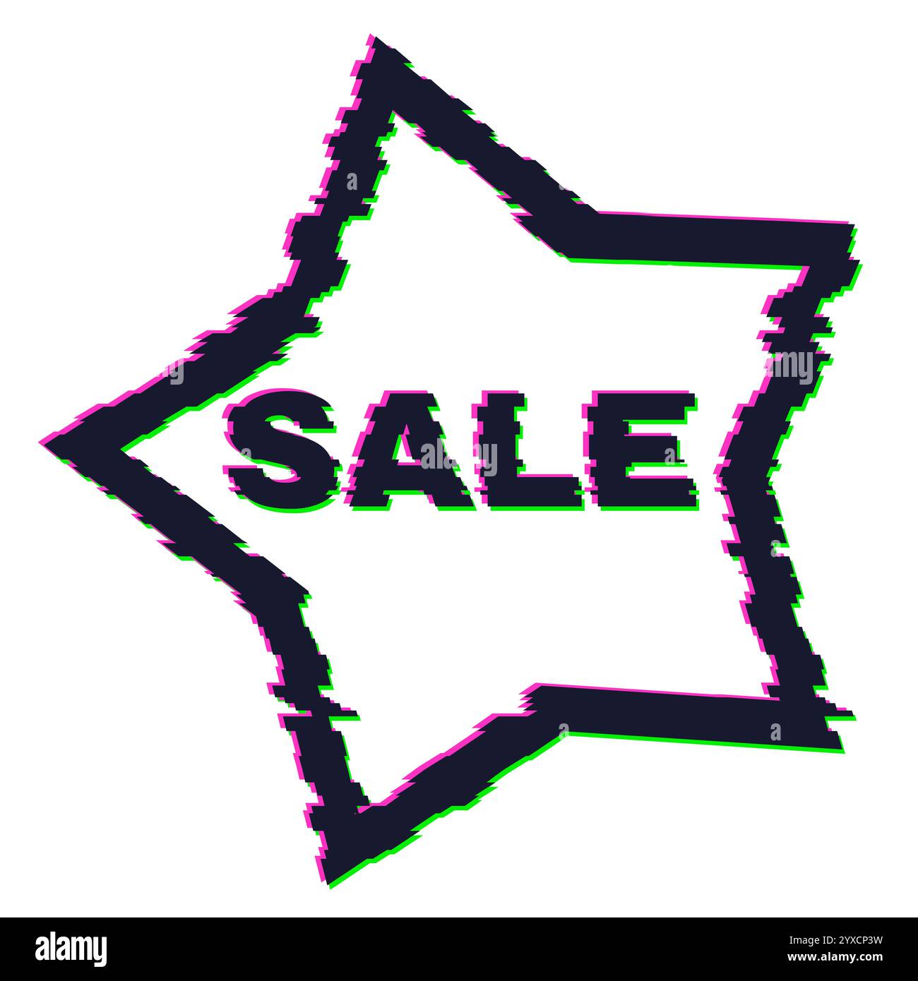 Distorted glitch sale banner with error effect on the edges and in text ...