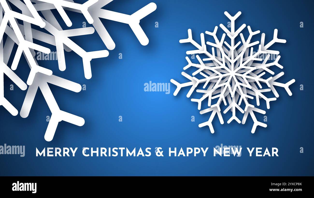 Christmas dark blue background with white paper glitter snowflakes. New ...