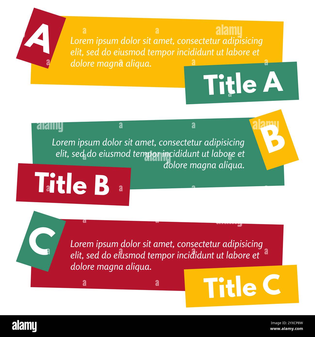 Set of three horizontal colorful options banners. Step by step ...