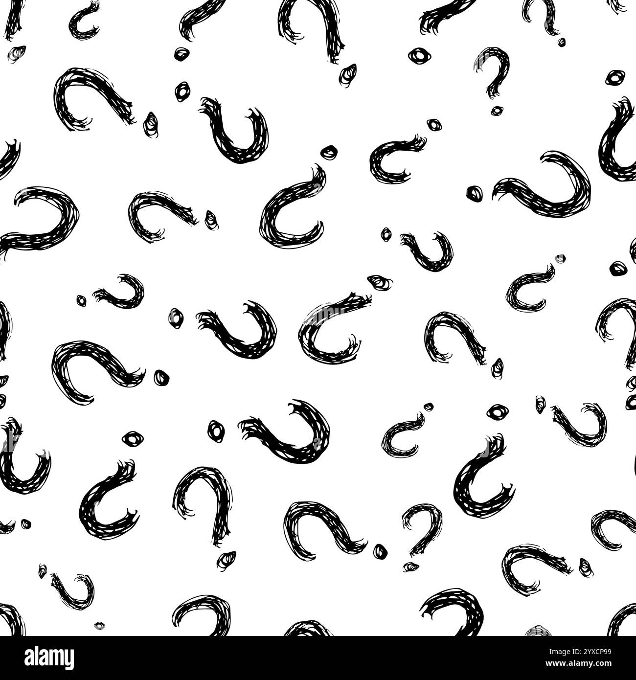 Seamless pattern with hand drawn question mark symbol. Black sketch ...