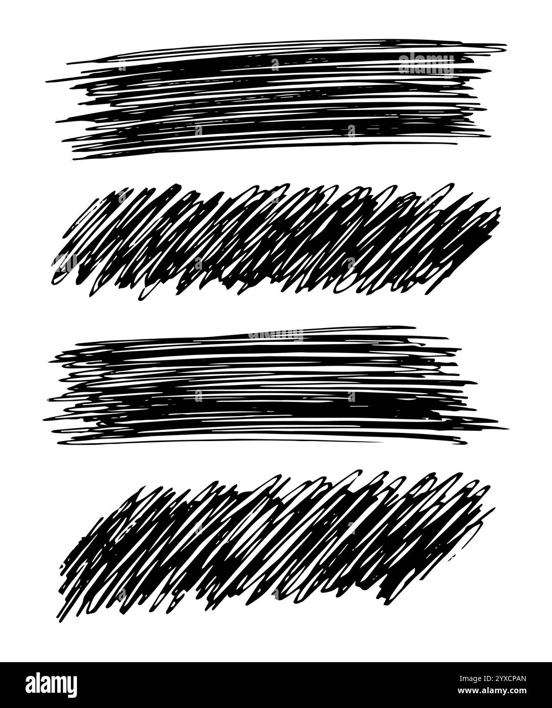 Sketch Scribble Smear. Set of four Hand drawn Pencil Scribble Stains ...