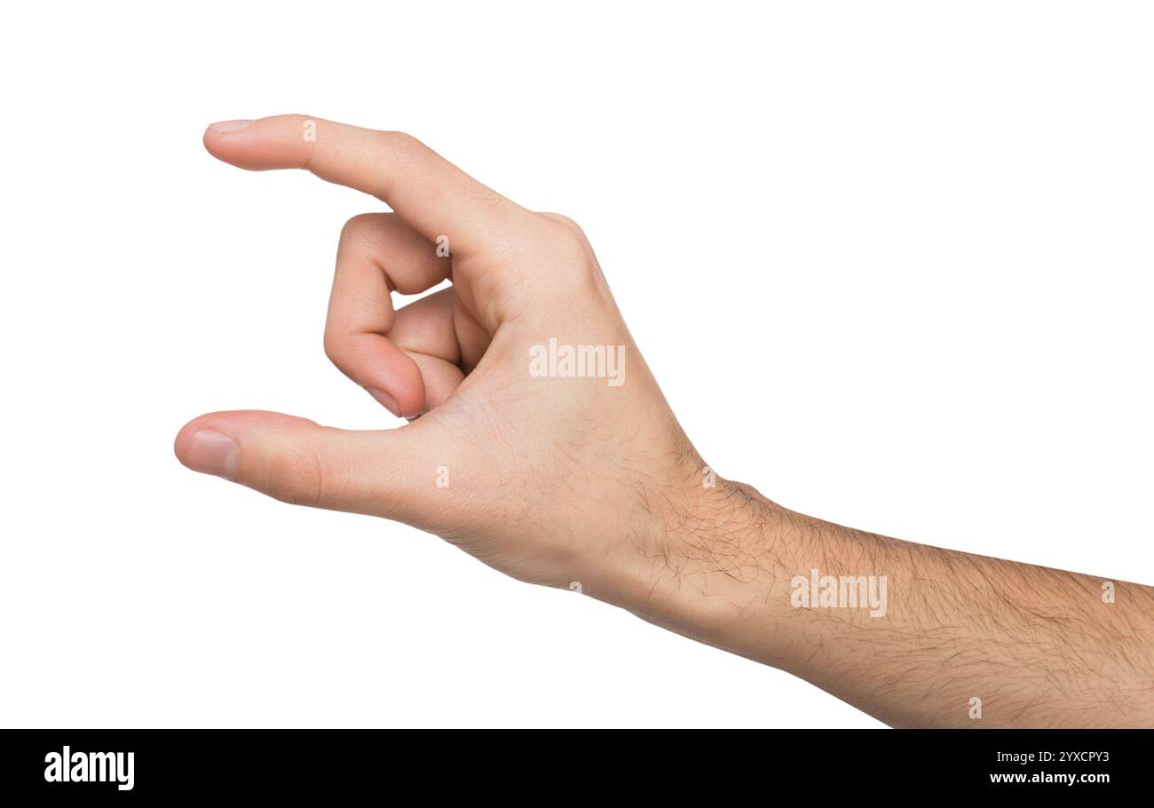 Male hand measuring something, cutout, gesture Stock Photo - Alamy