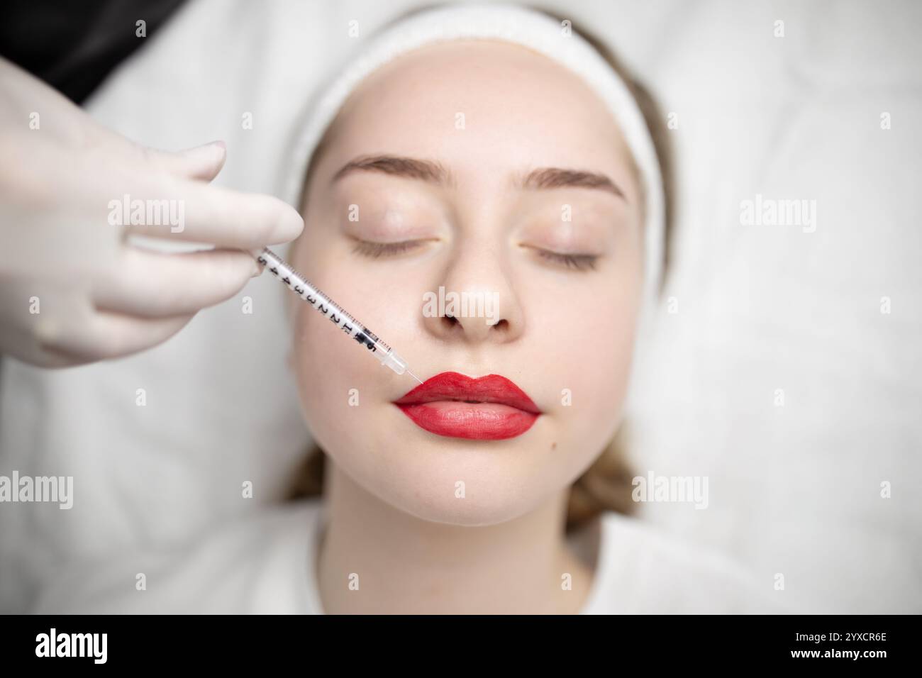 Permanent lip makeup procedure in hi-res stock photography and images - Alamy