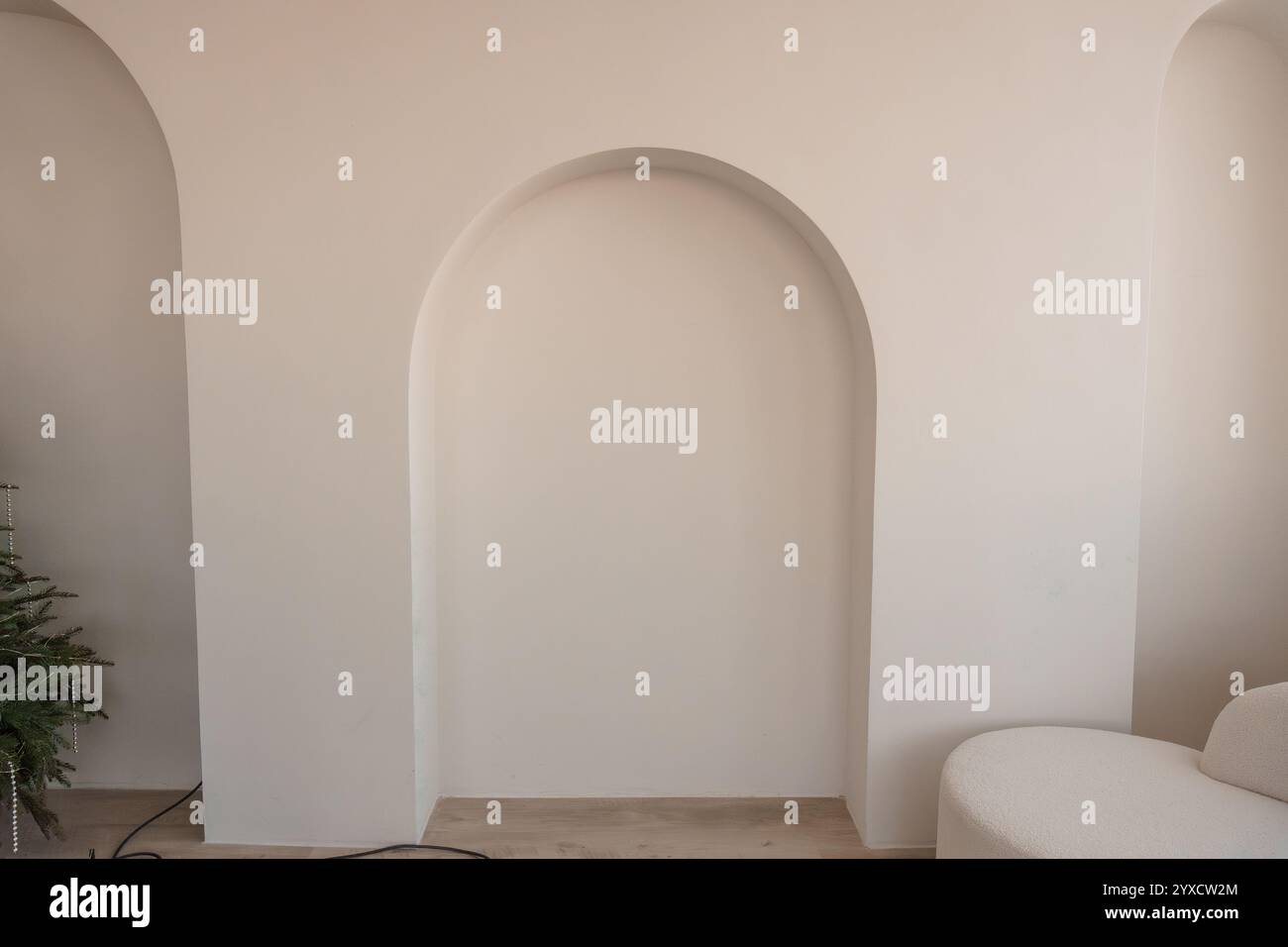 Minimalist Interior Design with Arched Niche and Soft Furnishings Stock ...