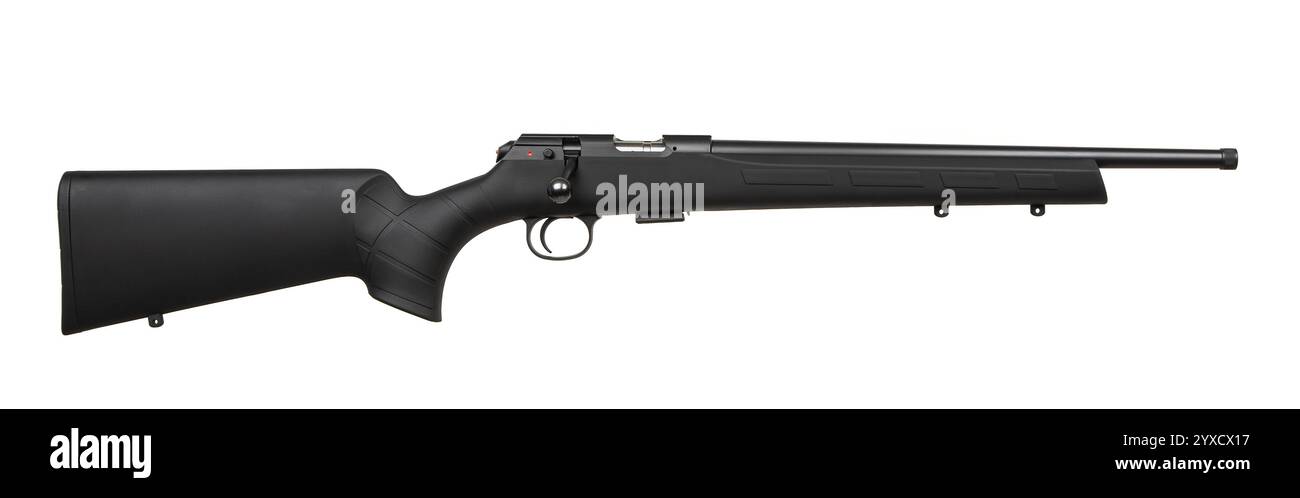 Small-bore bolt rifle in a plastic stock of .22lr. Small rifled weapon ...