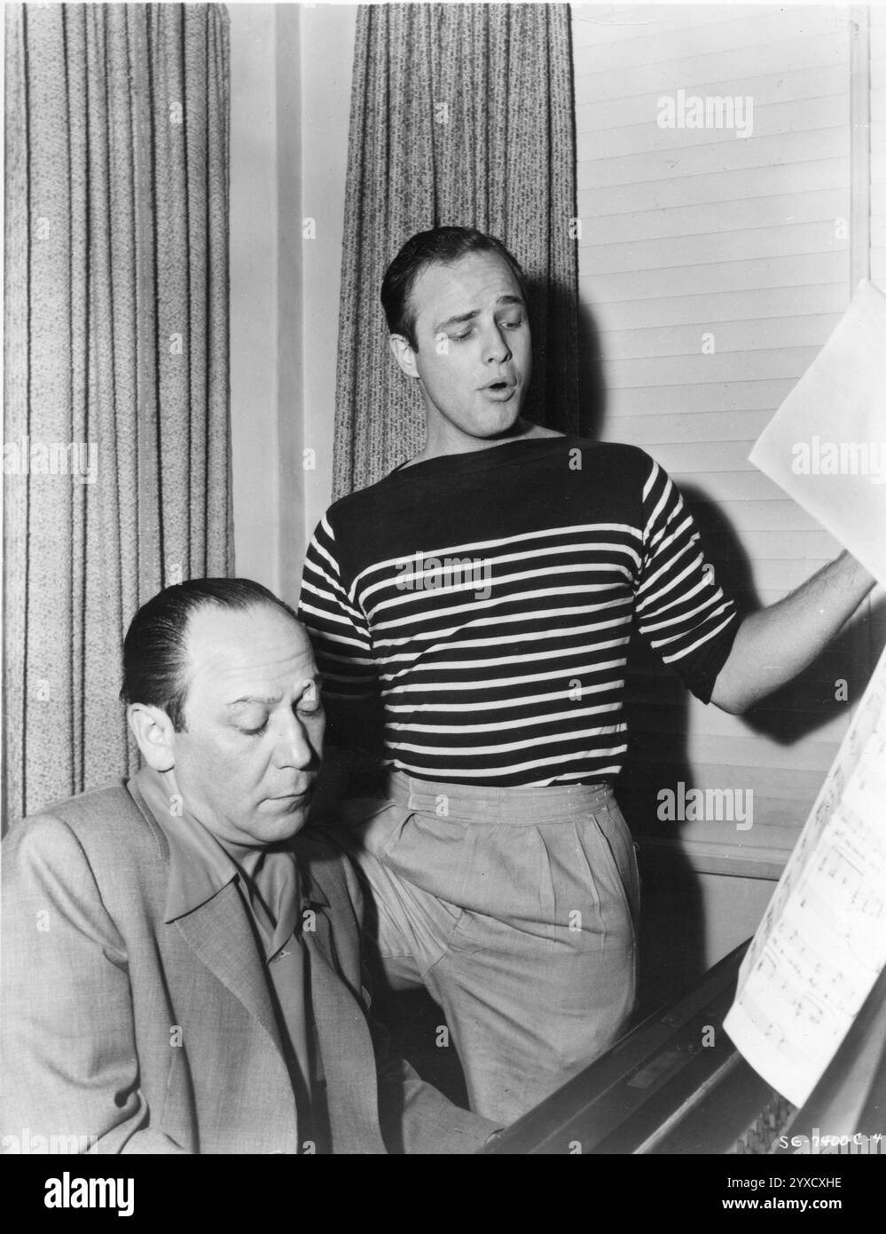 MARLON BRANDO rehearsing Luck Be A Lady with Composer FRANK LOESSER for ...