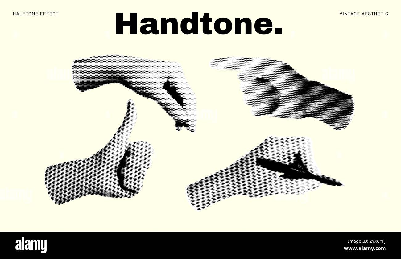 Set of halftone images of hands. Pop art retro style illustration Stock Vector Image & Art - Alamy