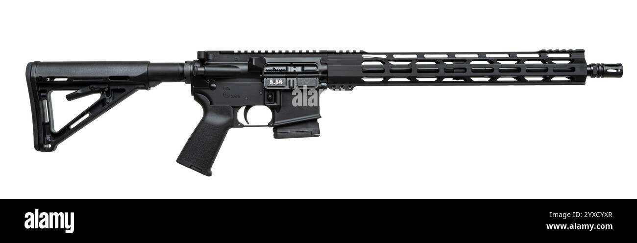 Modern automatic rifle isolated on white background. Weapons for police ...