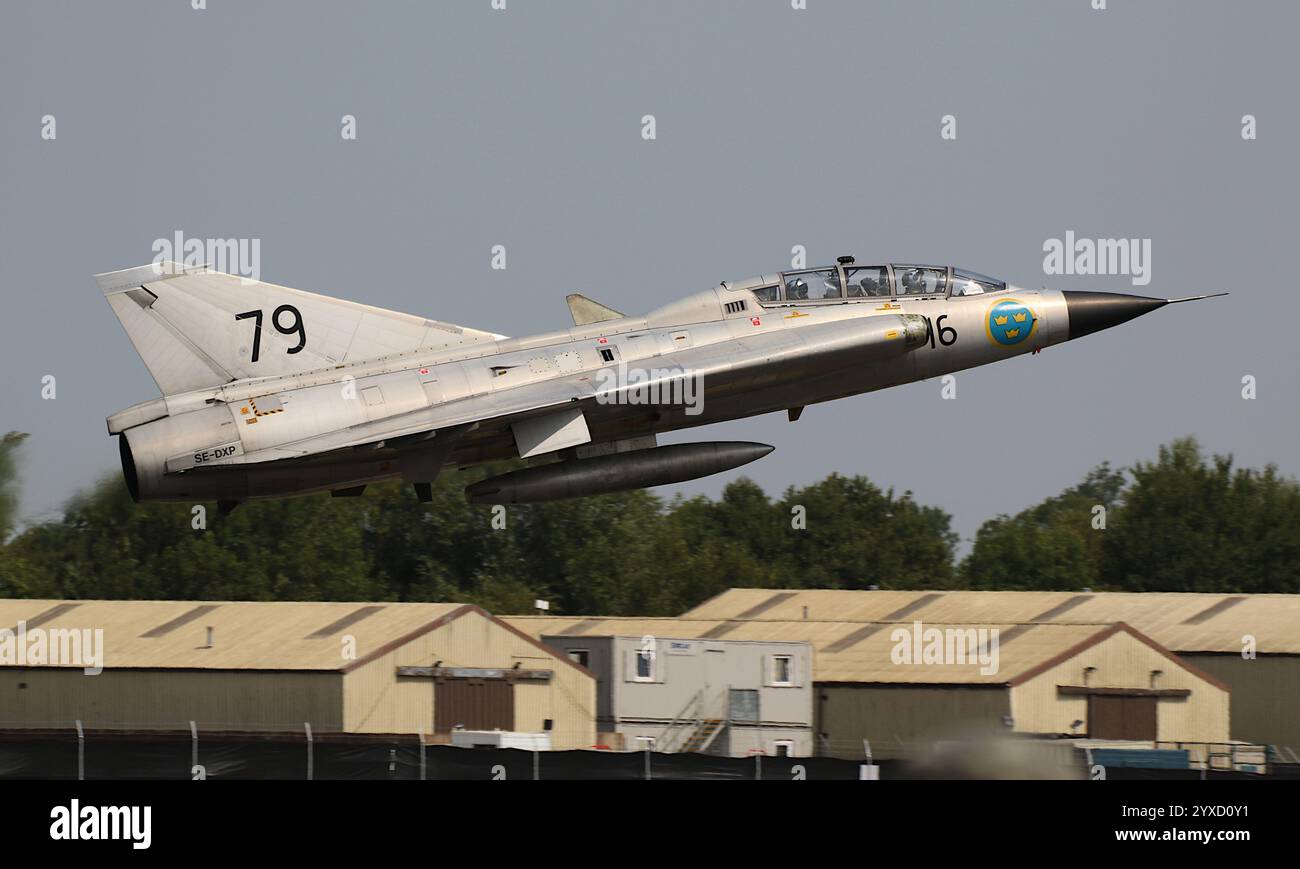 SE-DXP, a Saab Sk35C Draken operated by the Swedish Air Force Historic ...