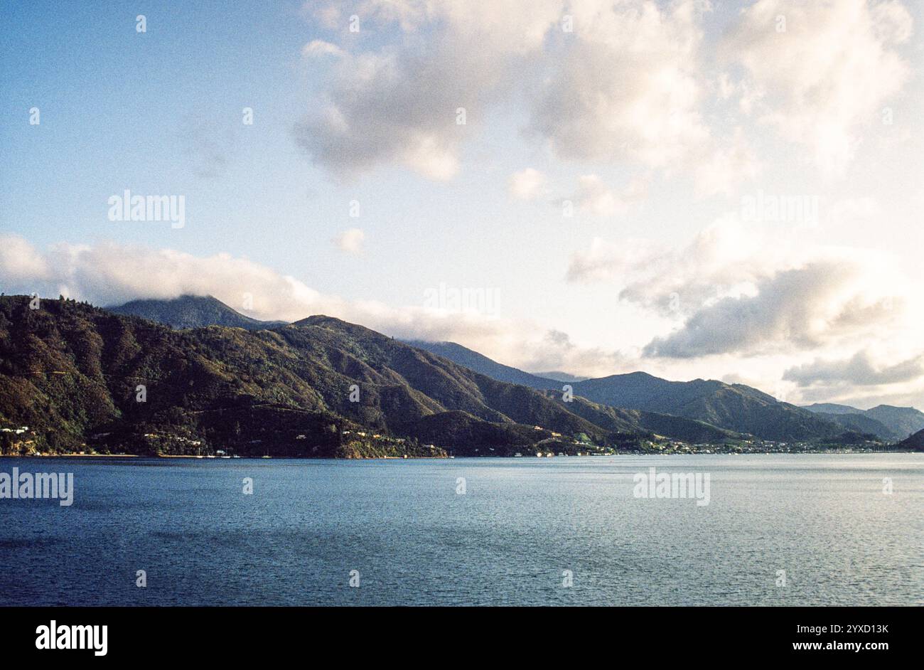 View from the Interislander ferry from Wellington on the North Island ...