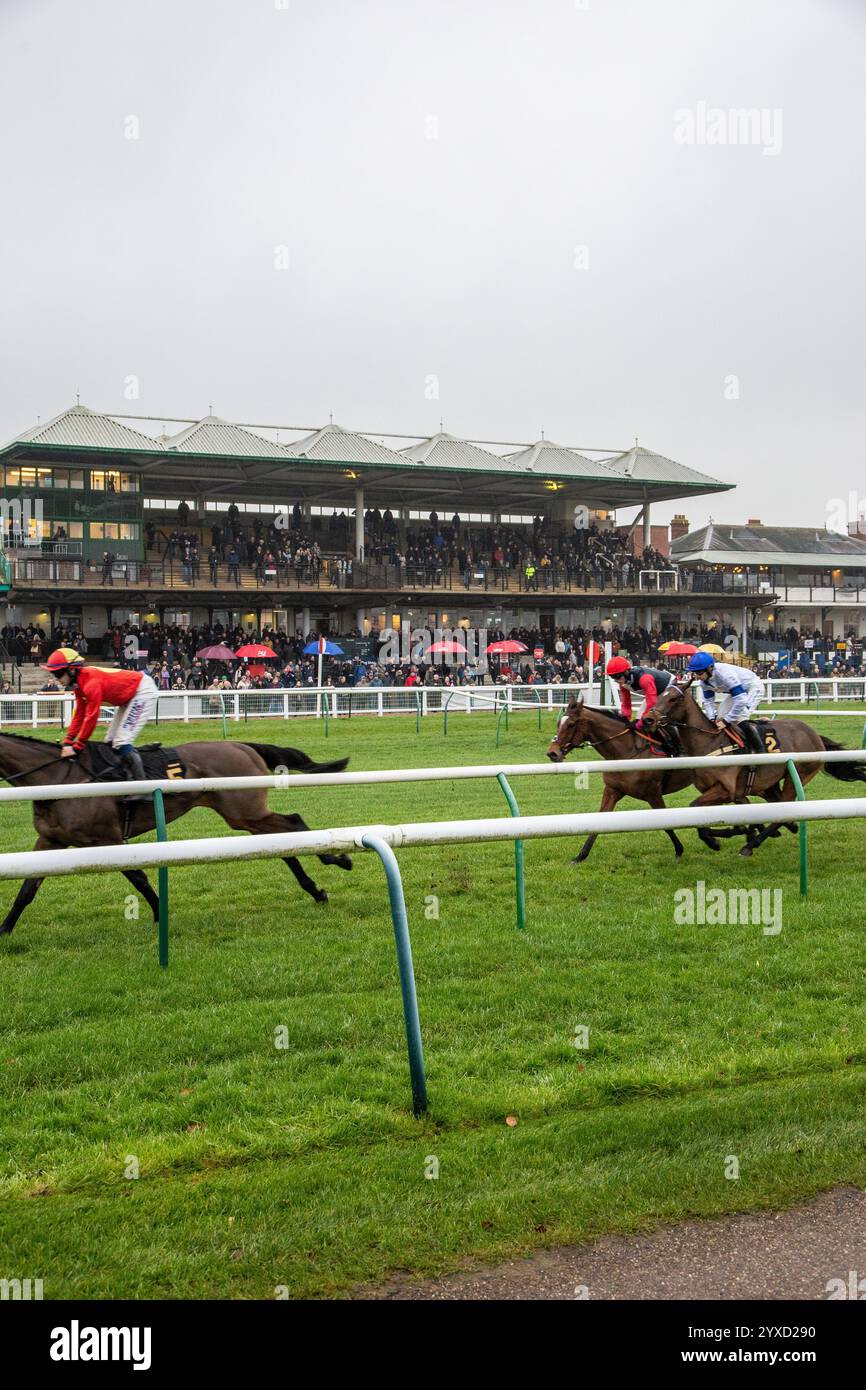 National hunt horse racing at Warwick racecourse England UK with action ...