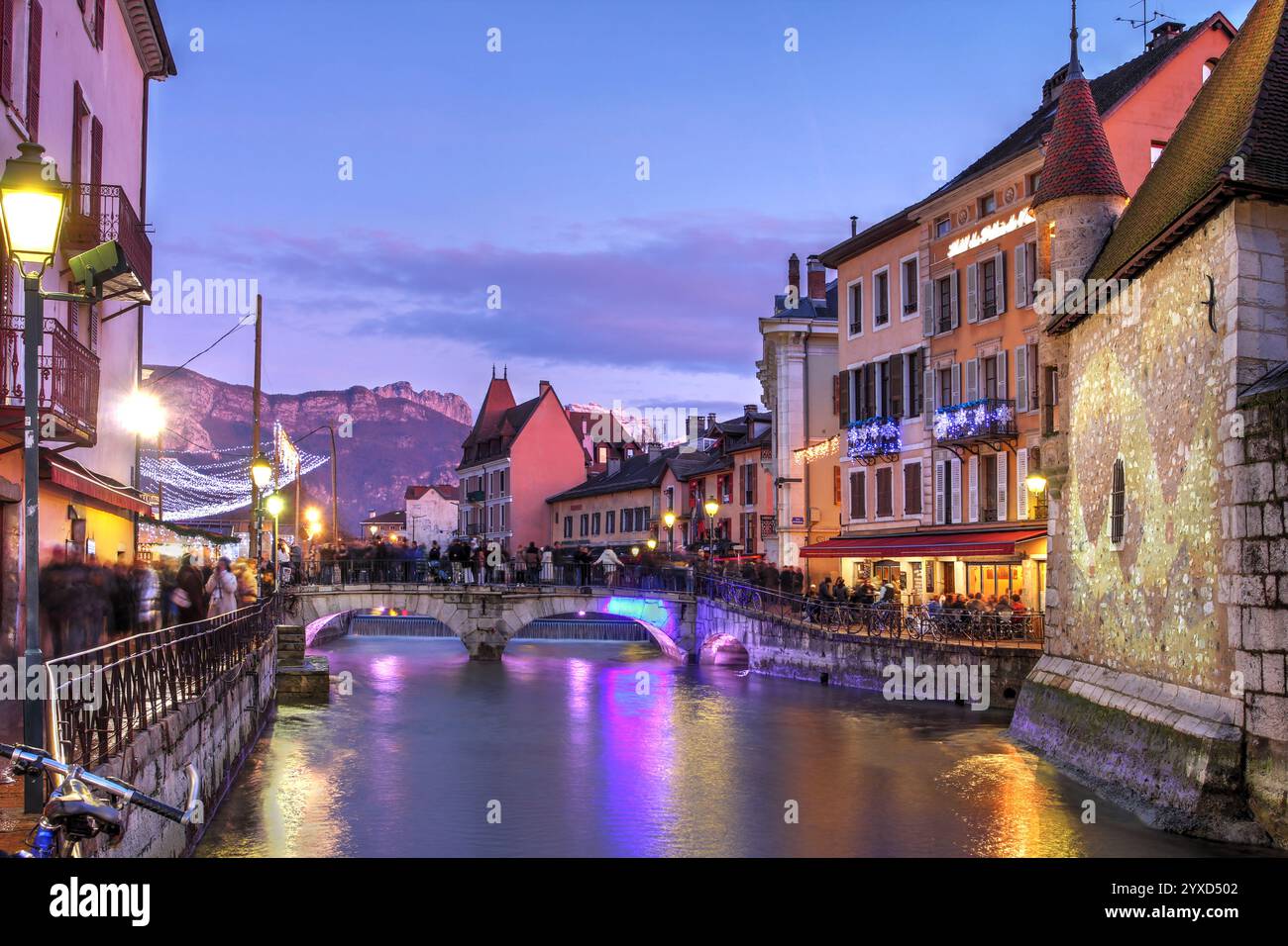 Beautiful sunset in Annecy, Haute-Savoie, France with Palais de l'Isle ...