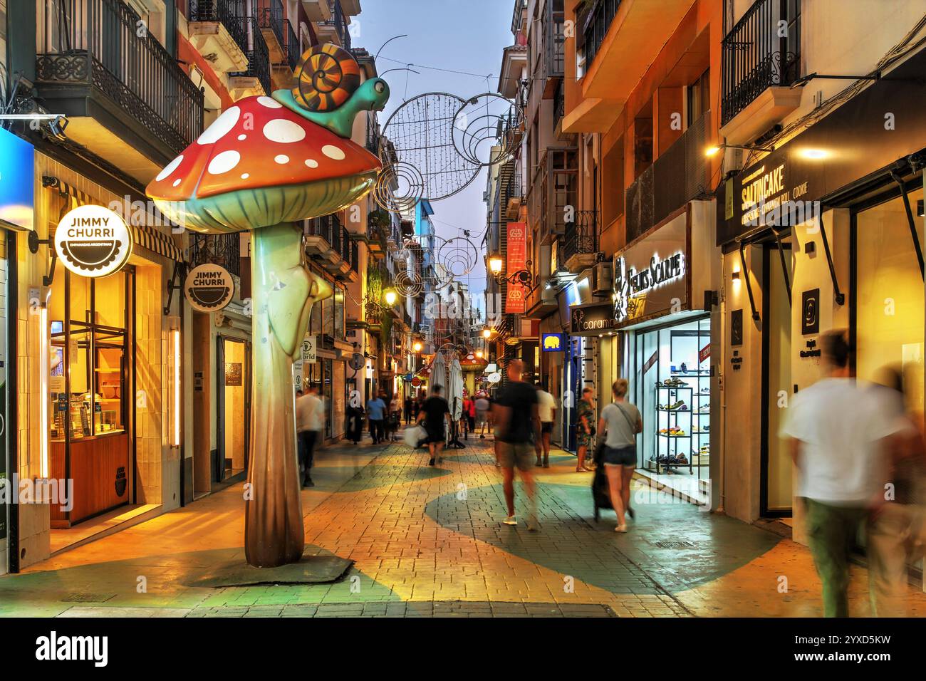 Night scene along the Calle de Las Setas, popularly known as The ...